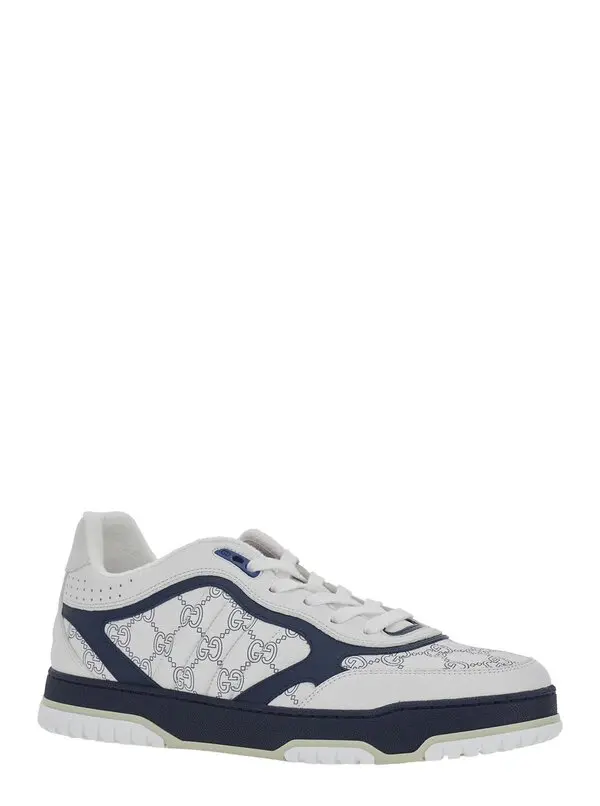 Gucci Re-web Low Top Leather Sneakers With Gg All-over Motif - Multicolor