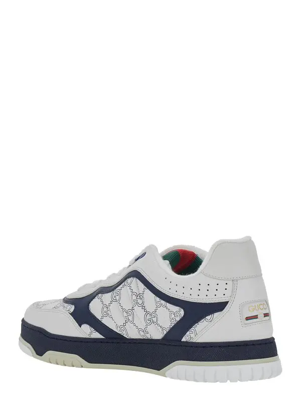 Gucci Re-web Low Top Leather Sneakers With Gg All-over Motif - Multicolor