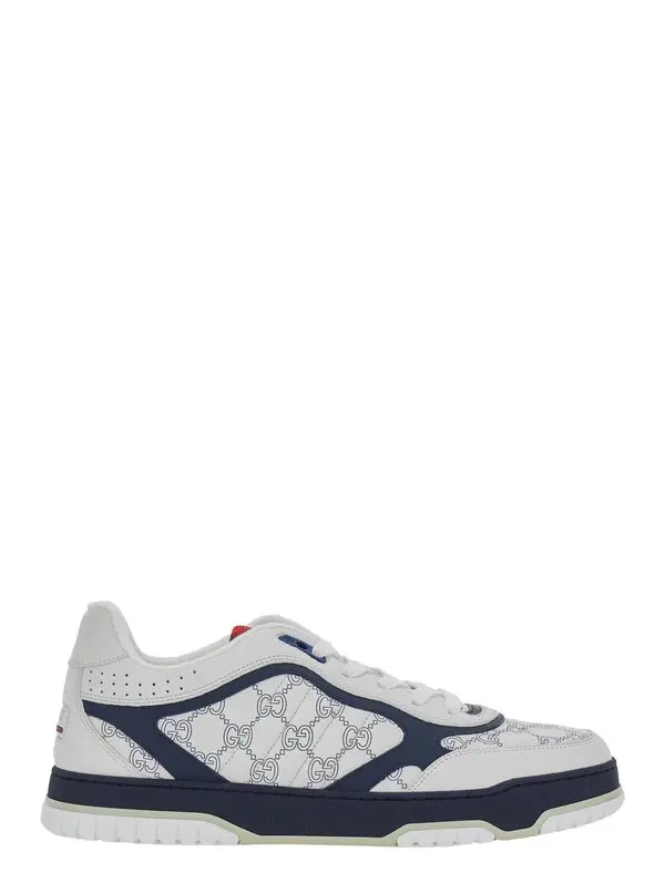 Gucci Re-web Low Top Leather Sneakers With Gg All-over Motif