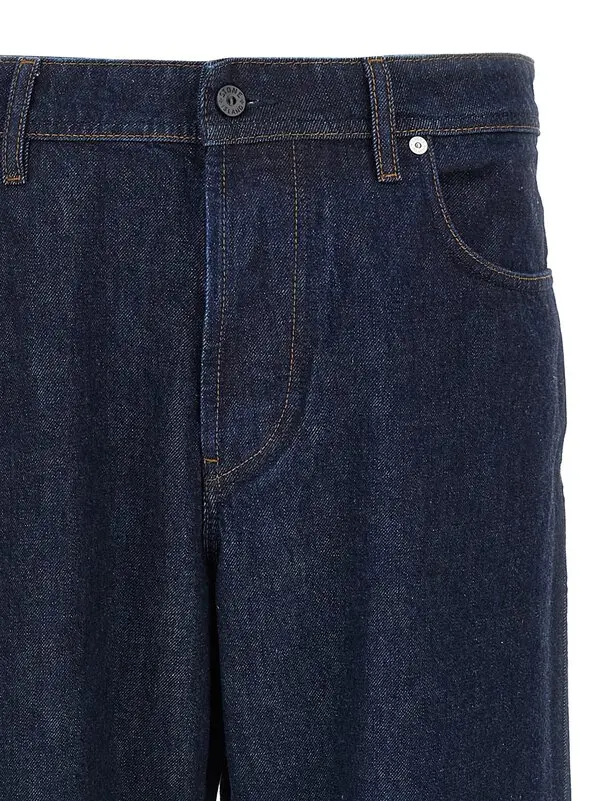 Stone Island Indigo Denim Jeans With Wide Straight Leg - Blue
