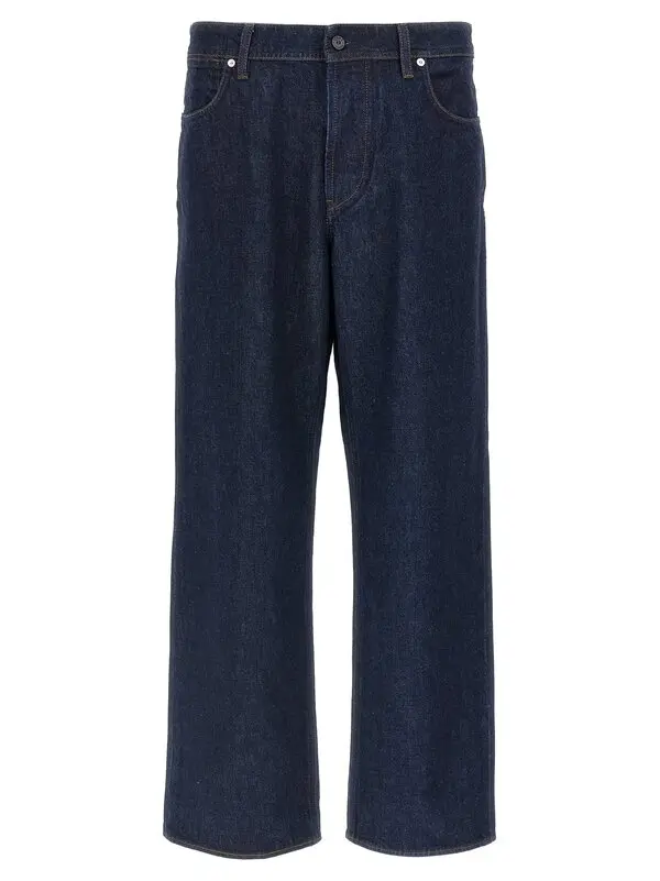 Stone Island Indigo Denim Jeans With Wide Straight Leg - Blue