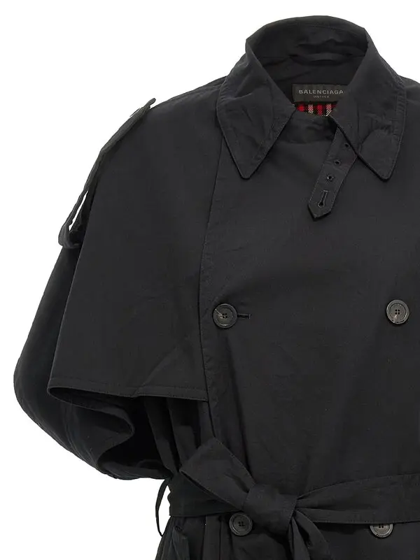 Balenciaga Long Trench Coat With Stole Detail