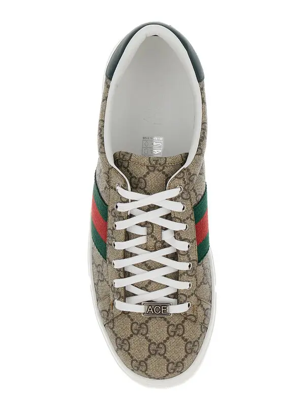 Gucci Ace Low Top Sneakers With Web Detail In Gg Canvas - Multicolor