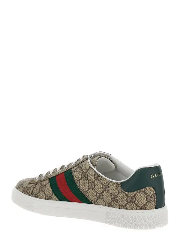 Gucci Ace Low Top Sneakers With Web Detail In Gg Canvas - Multicolor