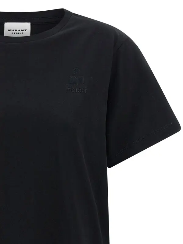 Isabel Marant Étoile Cotton T-shirt With Logo Embroidery - Black