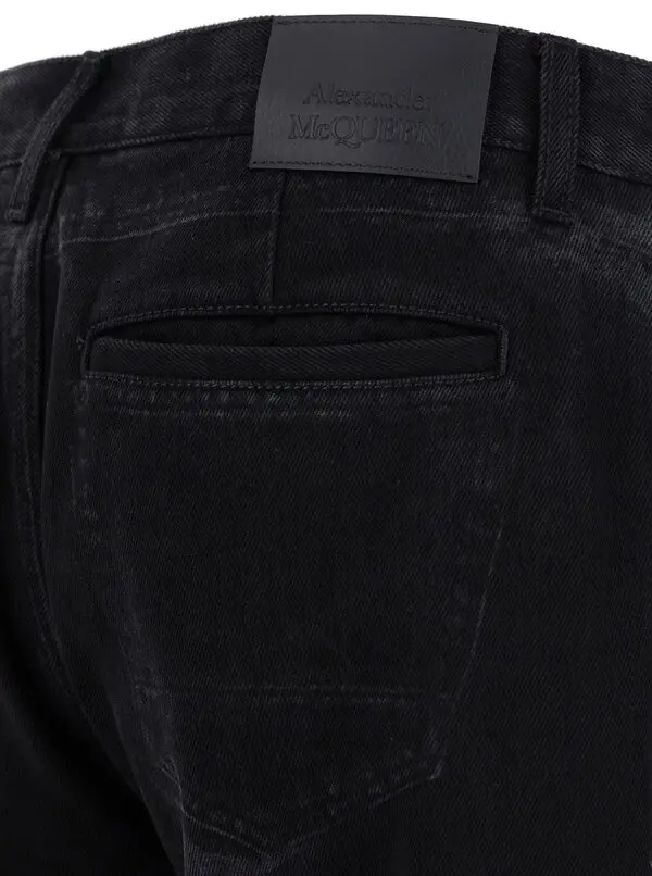 Alexander McQueen Denim Jeans With Logo Patch