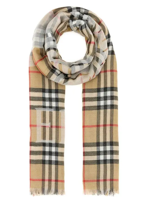 Burberry Embroidered Wool Blend Scarf - Multicolor