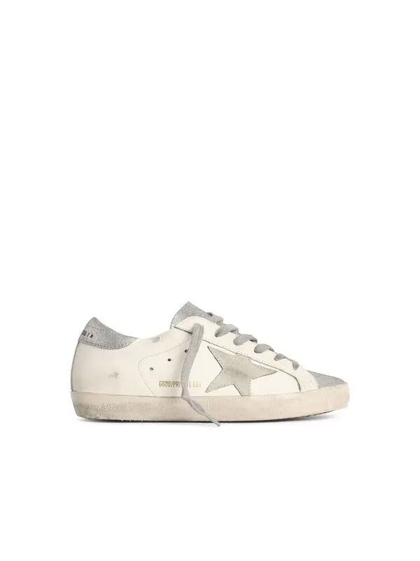 GOLDEN GOOSE Superstar Classic White Leather Sneakers - Silver