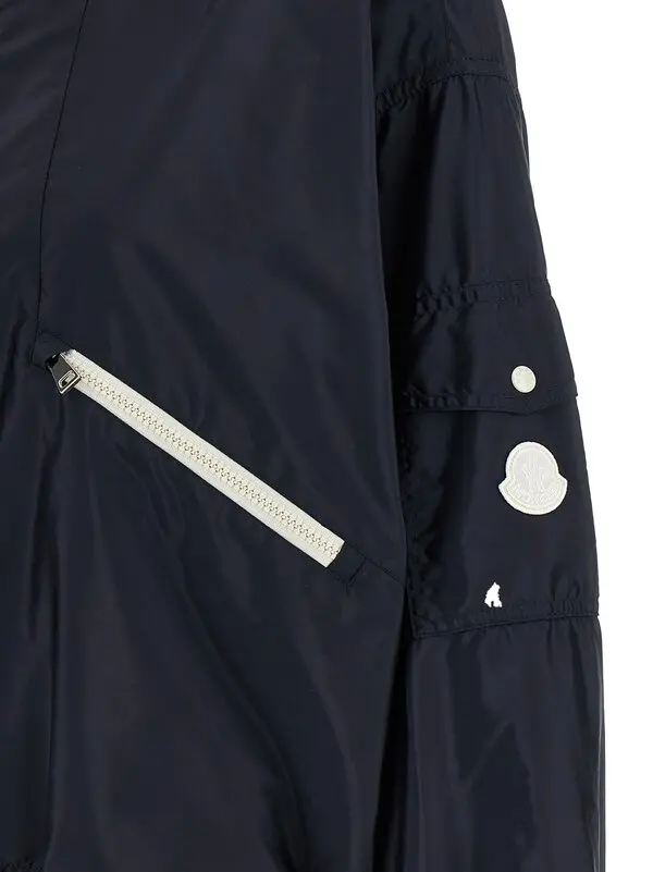 Moncler Marmacy Jacket With Hooded Stand Collar And Zip Closure - Blue