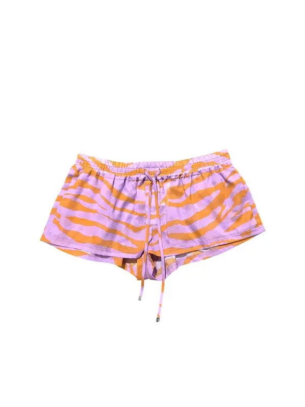 Attico Zebra Print Cotton Shorts - Multicolor