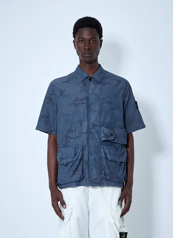 Stone Island Short-sleeve Overshirt With Flap Pockets