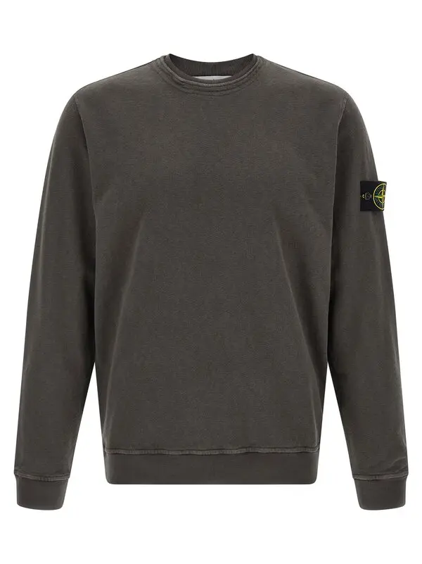 Stone Island Brushed Cotton Sweatshirt With Logo Badge - Gray