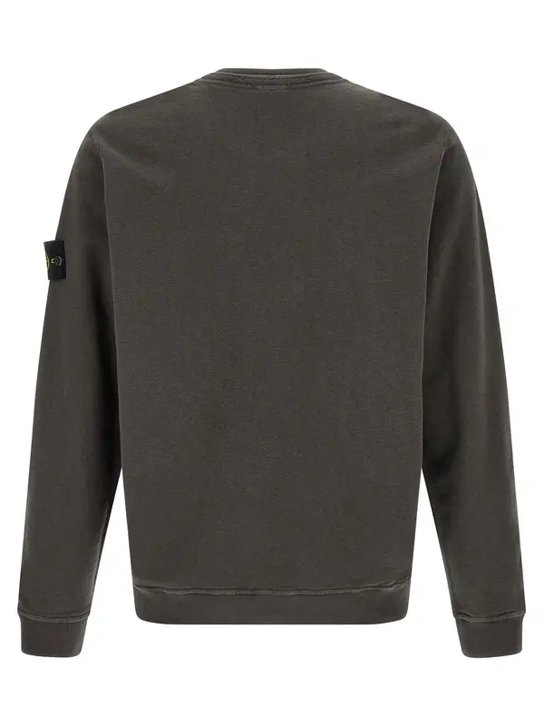 Stone Island Brushed Cotton Sweatshirt With Logo Badge - Gray
