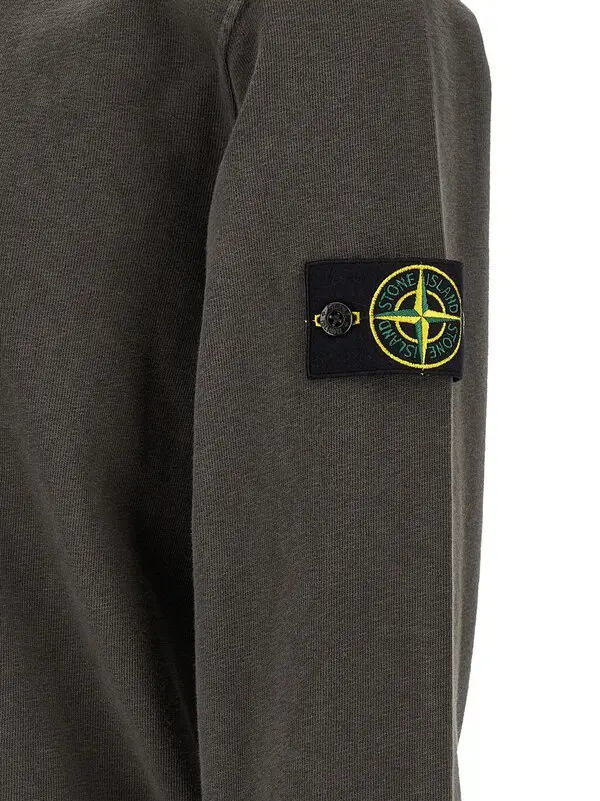 Stone Island Brushed Cotton Sweatshirt With Logo Badge - Gray