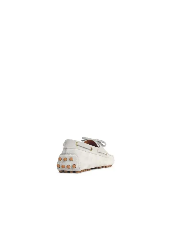 TOD'S Grey Suede Gommino Boat Loafers - Gray