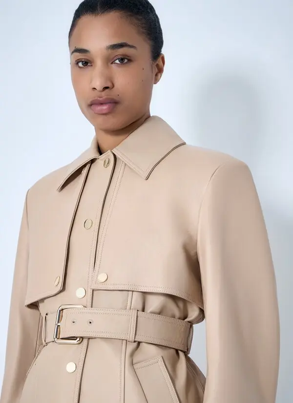 Sportmax Belted Leather Jacket - Cream