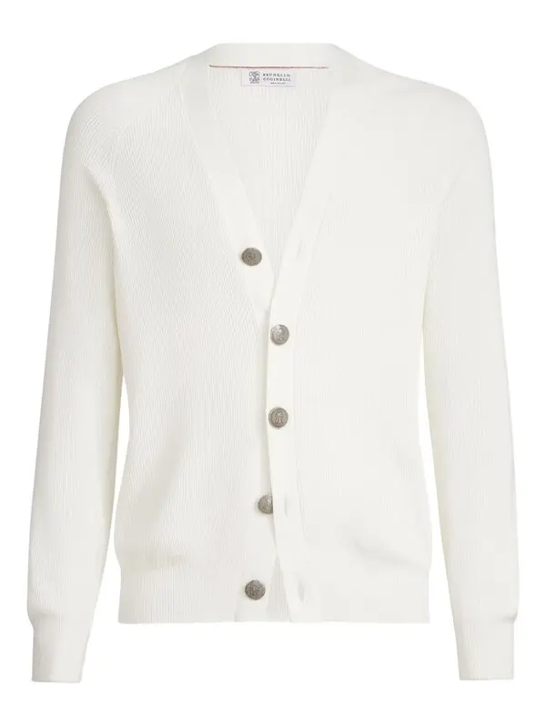 Brunello Cucinelli Cotton High Neck Zip Up Cardigan - Multicolor