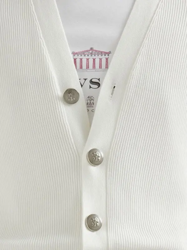Brunello Cucinelli Cotton High Neck Zip Up Cardigan
