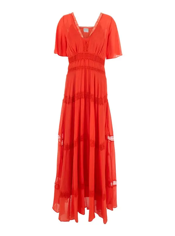 FORTE_FORTE Long Dress With Lace Details - Multicolor