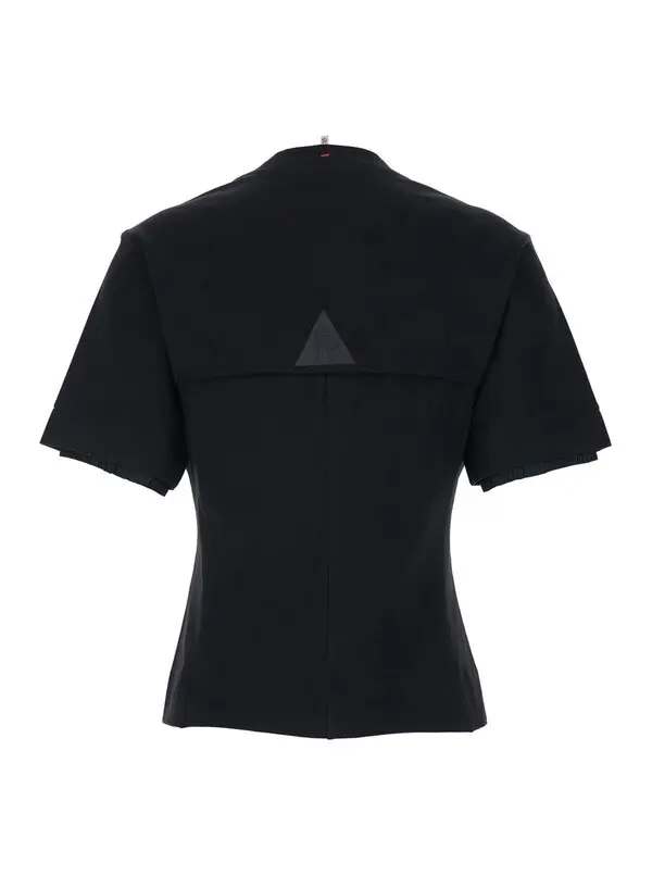 Moncler Black Tech Fabric Crew Neck T-shirt With Logo - Multicolor