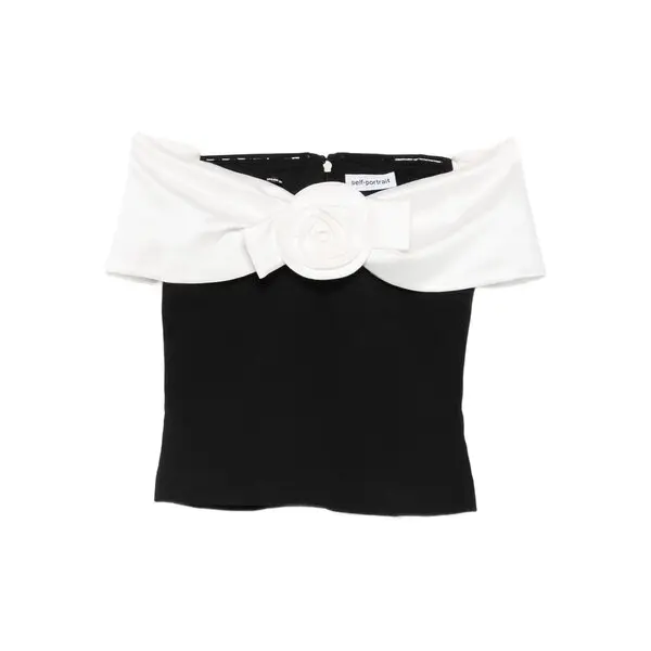 SELF-PORTRAIT Off-shoulder Flower Detail Top