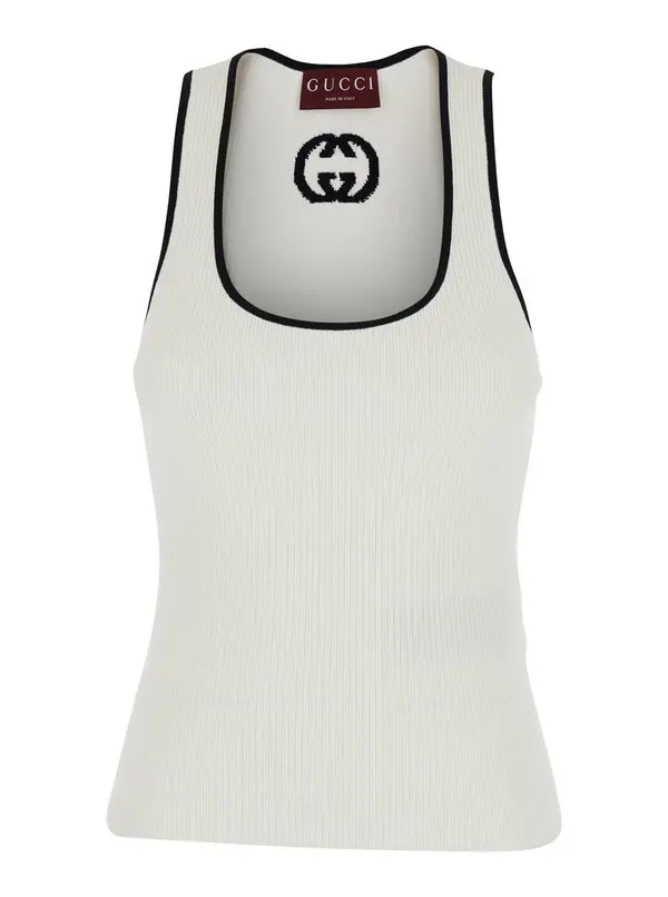 Gucci Sleeveless Ribbed Knit Top With Gg Embroidery - Multicolor