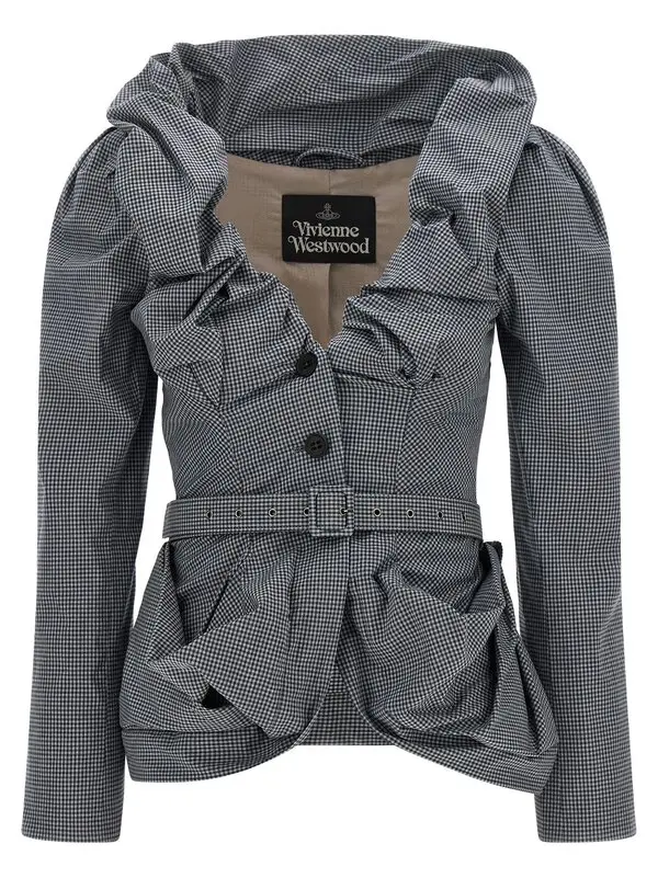 VIVIENNE WESTWOOD Kendall Single-breasted Checked Blazer - Gray