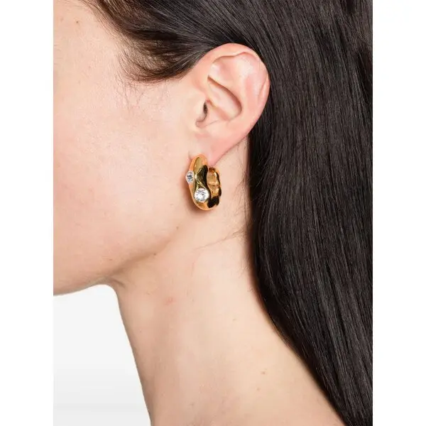 FORTE_FORTE Embellished Crystal Hoop Earrings - Gold