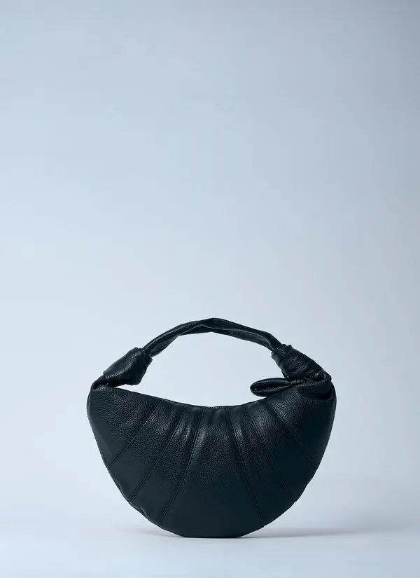 LEMAIRE Mini Fortune Croissant Handbag In Smooth Leather - Black