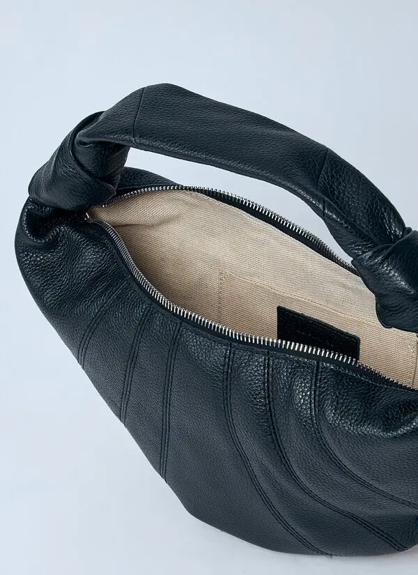 LEMAIRE Mini Fortune Croissant Handbag In Smooth Leather - Black