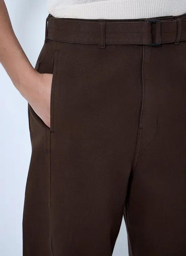 LEMAIRE Mid Rise Wide-leg Tailored Trousers With Integrated Belt