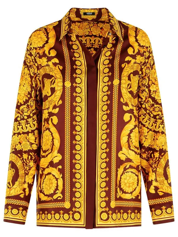 Versace Barocco Print Long Sleeve Shirt - Multicolor