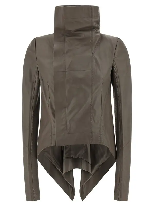 Rick Owens Naska Biker Lambskin Jacket - Gray