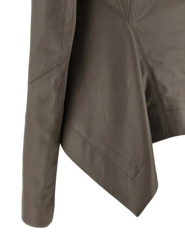 Rick Owens Naska Biker Lambskin Jacket - Gray