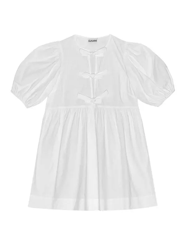 GANNI Recycled Cotton Poplin Mini Dress - White