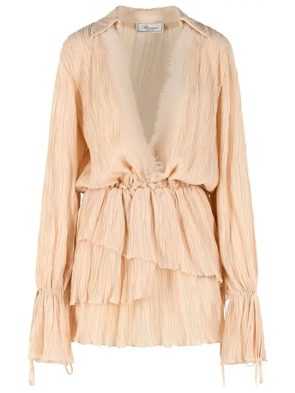 Blumarine Viscose Dress With Lace And Bow Details - Cream