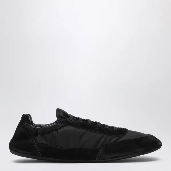 Prada Re-nylon And Vintage Effect Suede Sneakers - Black