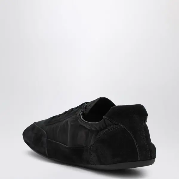 Prada Re-nylon And Vintage Effect Suede Sneakers - Black