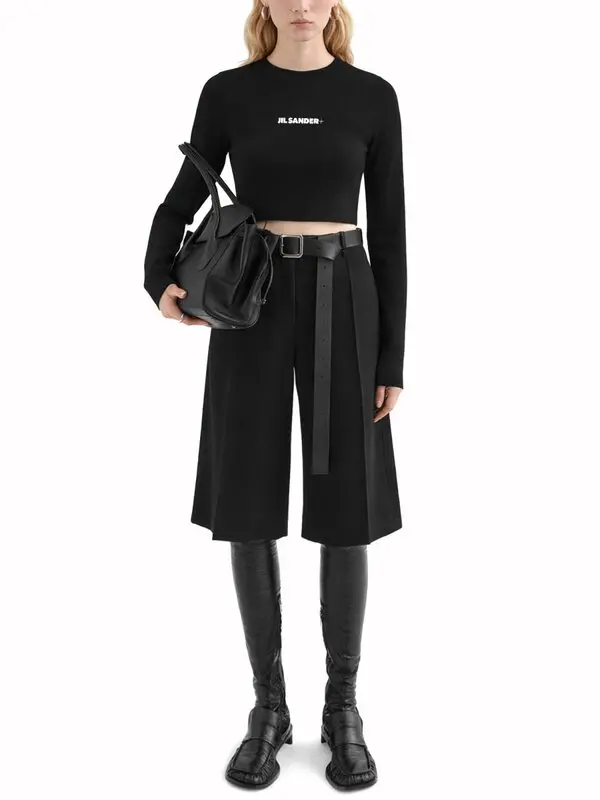 JIL SANDER Cropped Top With Logo - Black