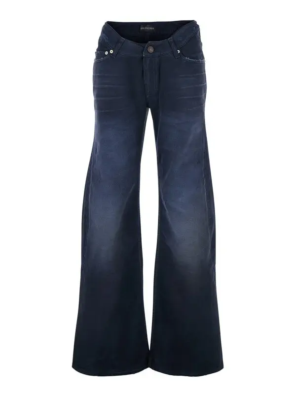 Balenciaga Five-pocket Jeans With Curved Waist And Faded Effect - Multicolor