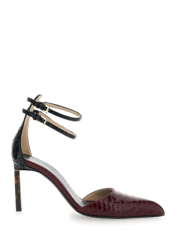TOM FORD Leather Pumps With Stiletto Heel And Ankle Strap - Multicolor