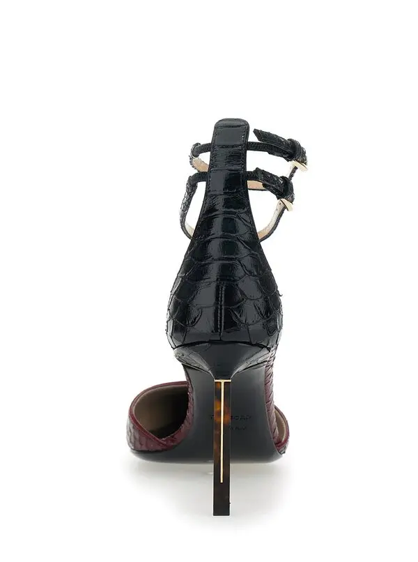 TOM FORD Leather Pumps With Stiletto Heel And Ankle Strap - Multicolor
