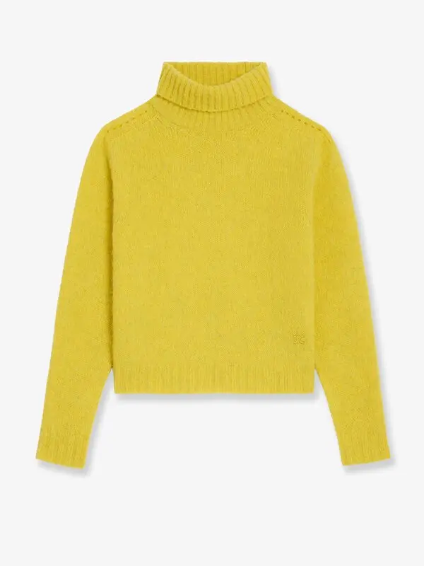 Celine Wool Cropped Turtleneck With Triomphe Embroidery - Multicolor