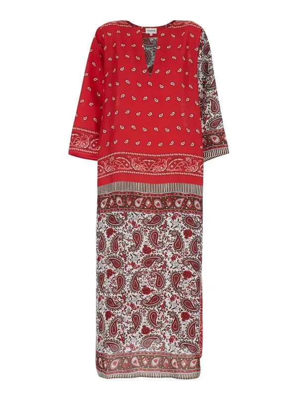 P.a.r.o.s.h Silk Caftan With All-over Bandana Motif - Multicolor