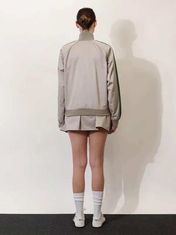 Miu Miu Zip-up Twill Jacket With Logo Patch - Multicolor