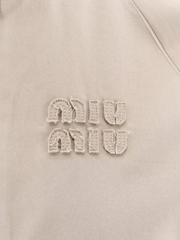 Miu Miu Zip-up Twill Jacket With Logo Patch - Multicolor