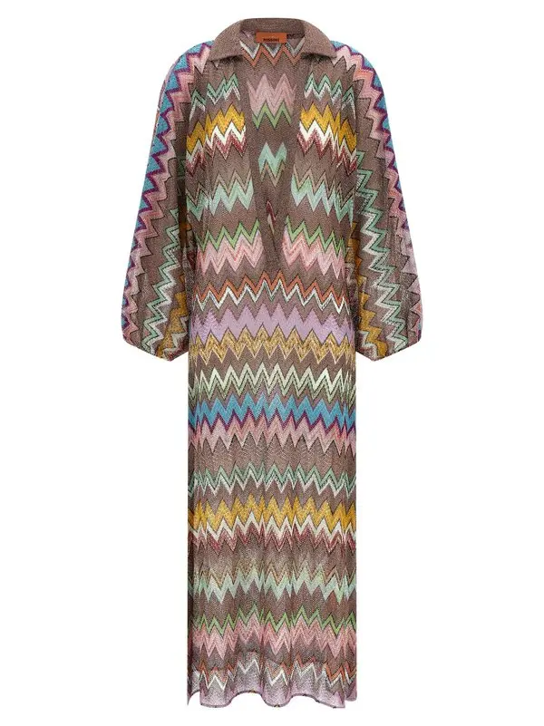 Missoni Zigzag Knit Lamé Shirt Dress - Multicolor
