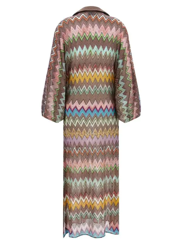 Missoni Zigzag Knit Lamé Shirt Dress