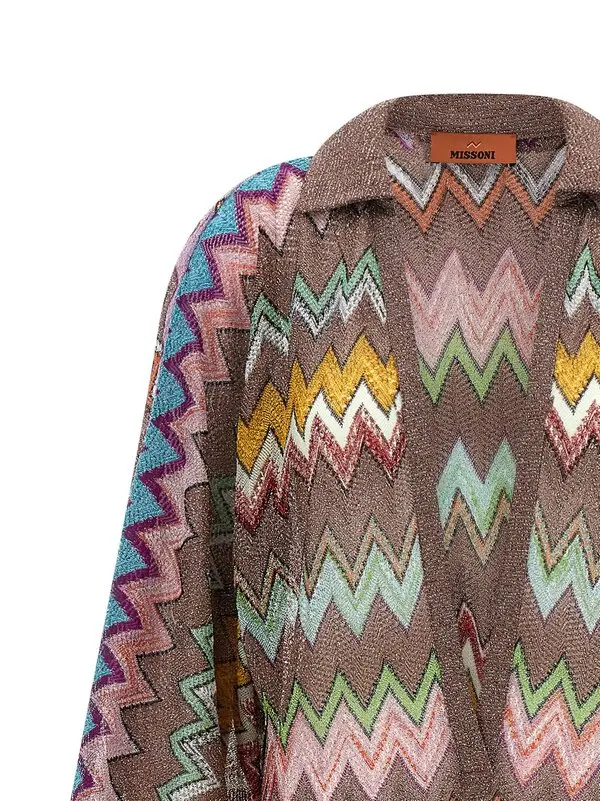 Missoni Zigzag Knit Lamé Shirt Dress