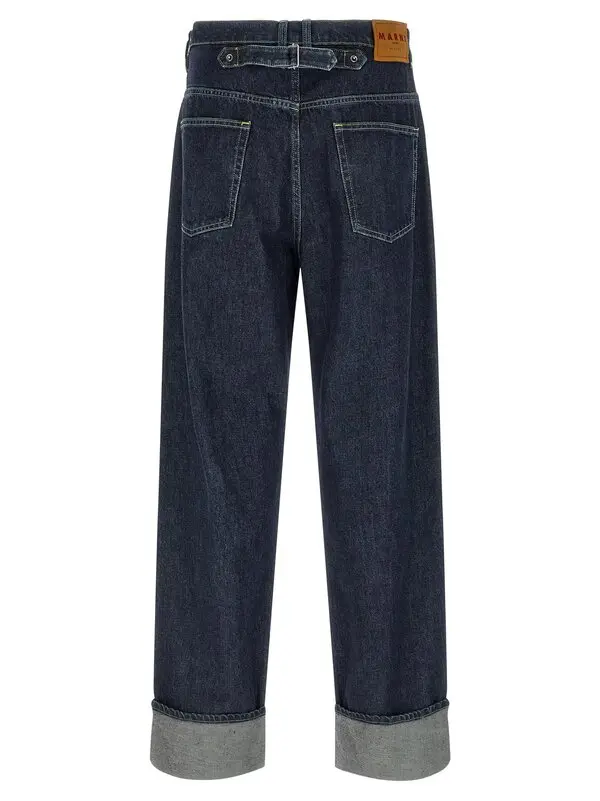 Marni Logo Embroidery Wide Leg Jeans